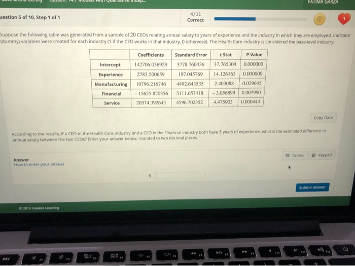 Solved SON O G WOORDE FATIMA GARZA Jestion 5 of 10, Step 1 | Chegg.com