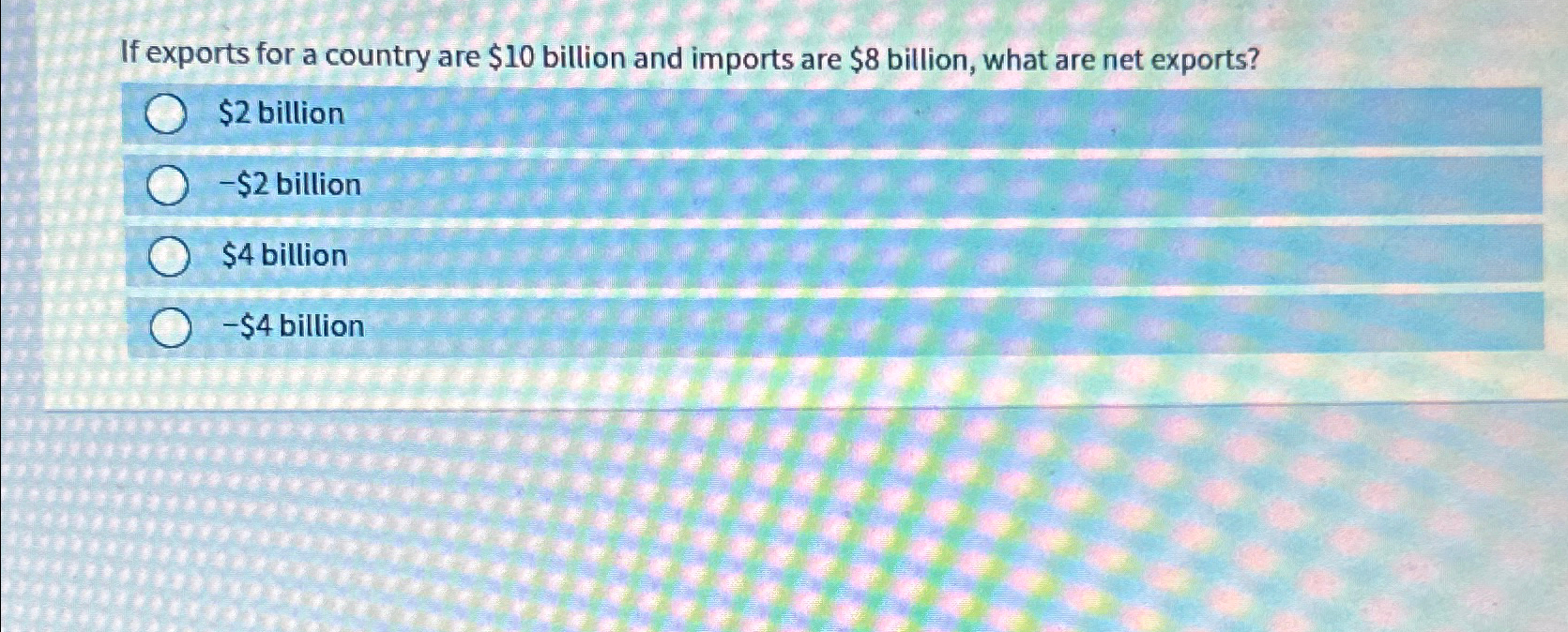 Solved If exports for a country are $10 ﻿billion and imports | Chegg.com