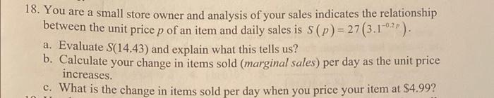 Solved 18. You are a small store owner and analysis of your | Chegg.com