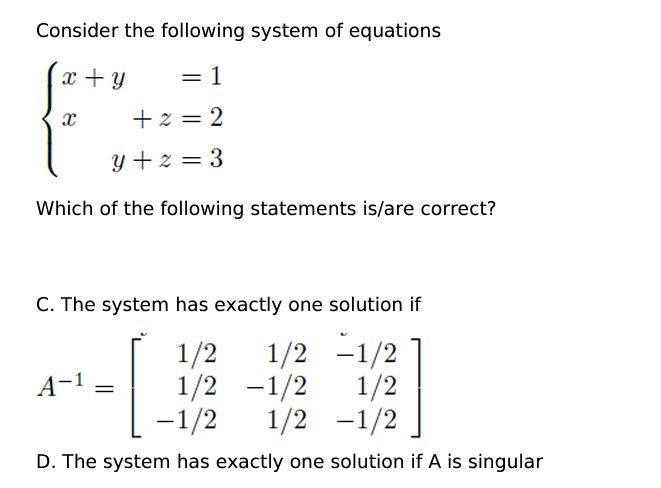 Consider the following system of | Chegg.com