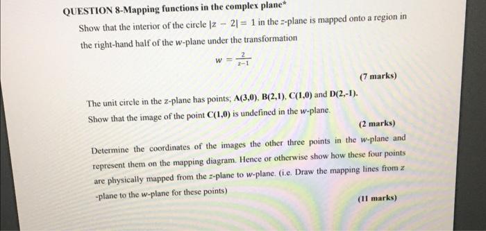 Solved QUESTION 8-Mapping functions in the complex plane* | Chegg.com