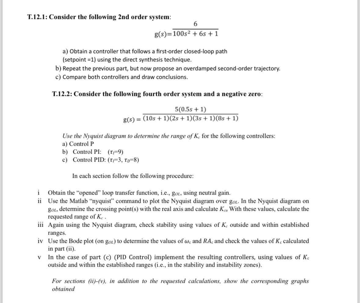 Solved T.12.1: Consider the following 2nd order | Chegg.com