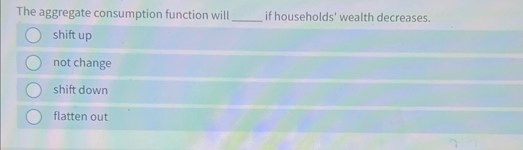 Solved The aggregate consumption function will if | Chegg.com