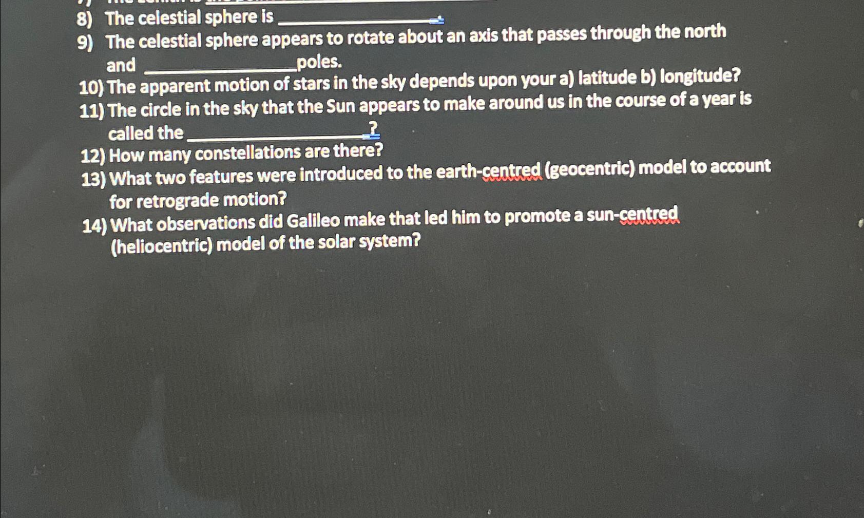 Solved The celestial sphere isThe celestial sphere appears | Chegg.com