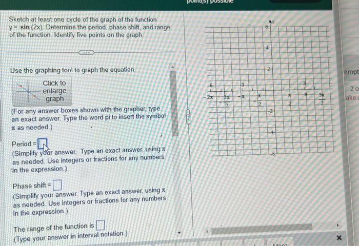 Solved Sketch at least one cycle of the graph of the | Chegg.com