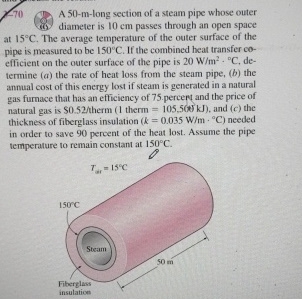 Solved 70 (8) ﻿A 50-m-long section of a steam pipe whose | Chegg.com