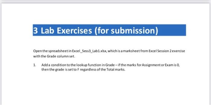 Solved 3 Lab Exercises (for submission) Open the spreadsheet | Chegg.com
