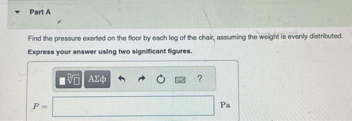 Solved A 80 kg person sits on a 3.7 kg chair. Each leg of | Chegg.com