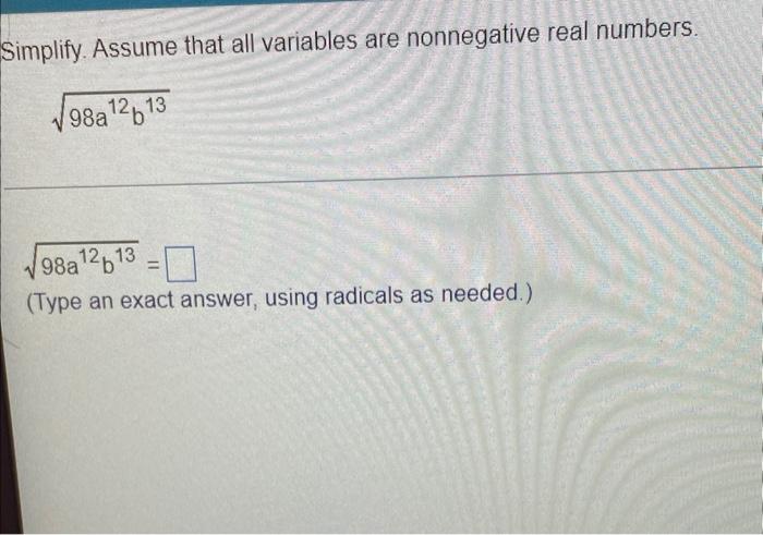 Solved Simplify. Assume that all variables are nonnegative | Chegg.com