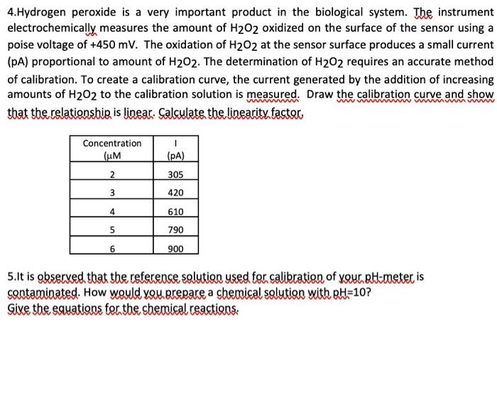 Solved 4.Hydrogen peroxide is a very important product in | Chegg.com