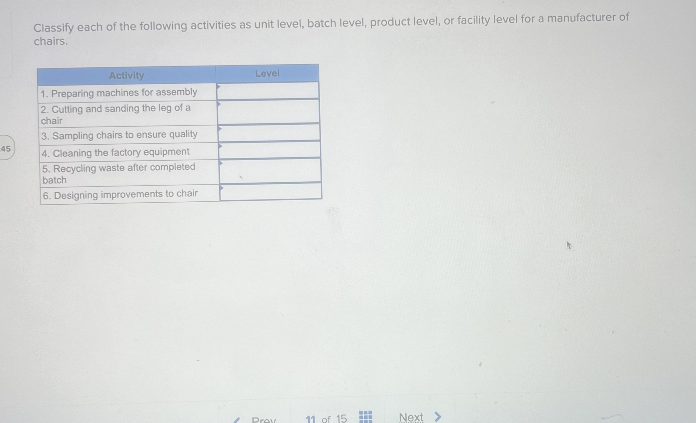 Solved Classify each of the following activities as unit | Chegg.com
