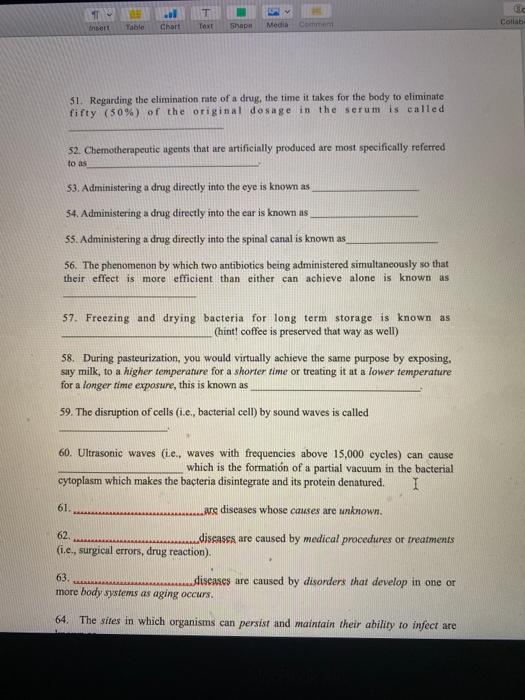 Solved tnsert Table Chart Text Shape Collate Media 51. | Chegg.com