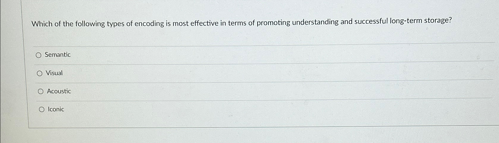 Solved Which of the following types of encoding is most | Chegg.com