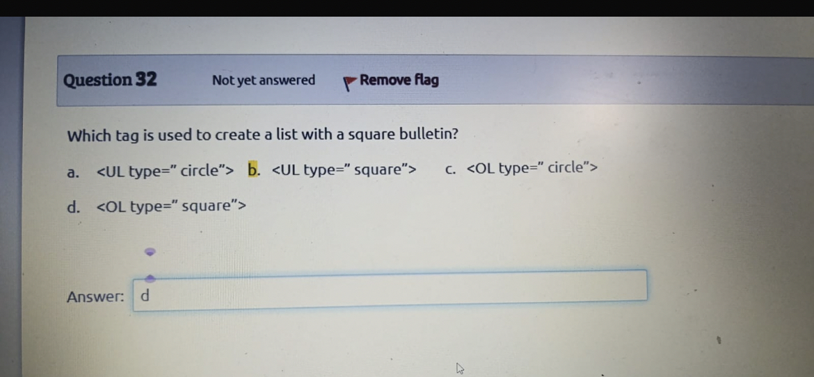 Solved Question 32Not yet answeredRemove flagWhich tag is | Chegg.com