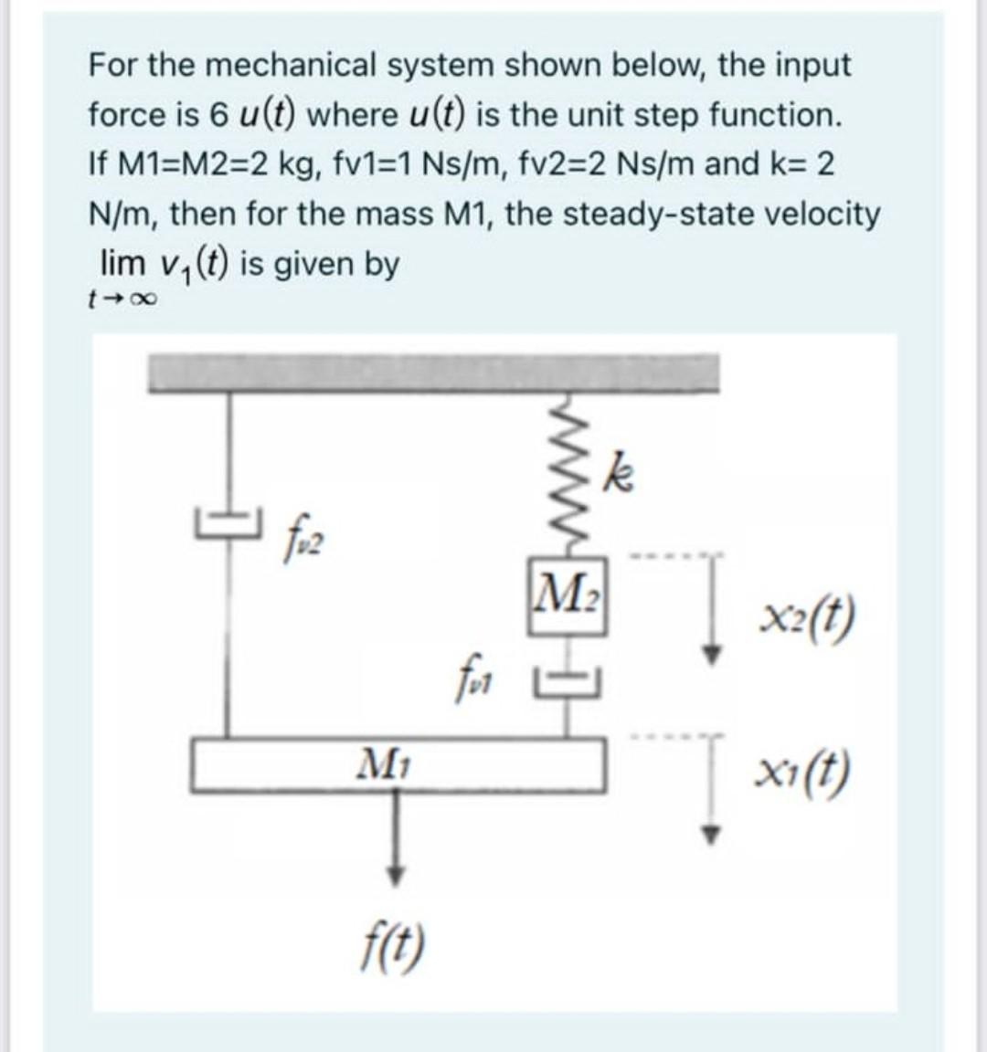 Solved For the mechanical system shown below, the input | Chegg.com
