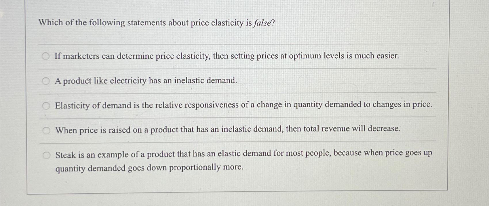 Solved Which of the following statements about price | Chegg.com
