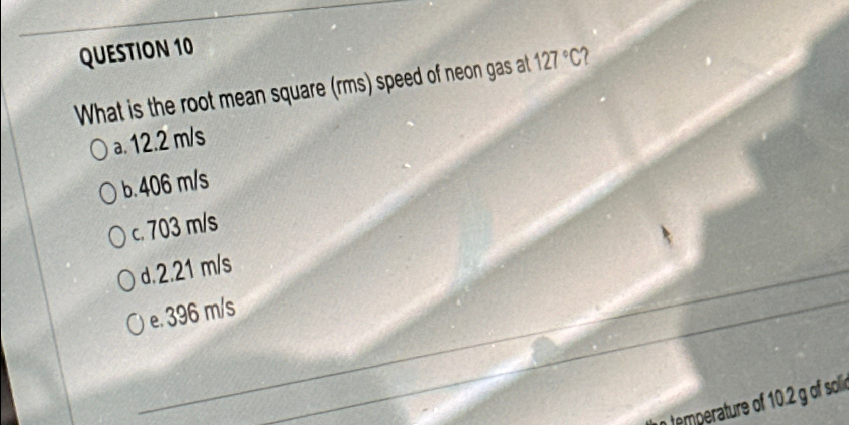 QUESTION 10What is the root mean square (ms) ﻿speed | Chegg.com