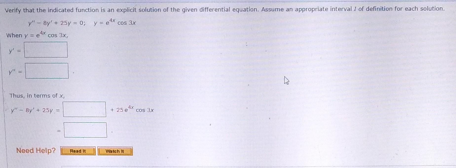 Solved Verify that the indicated function is an explicit | Chegg.com