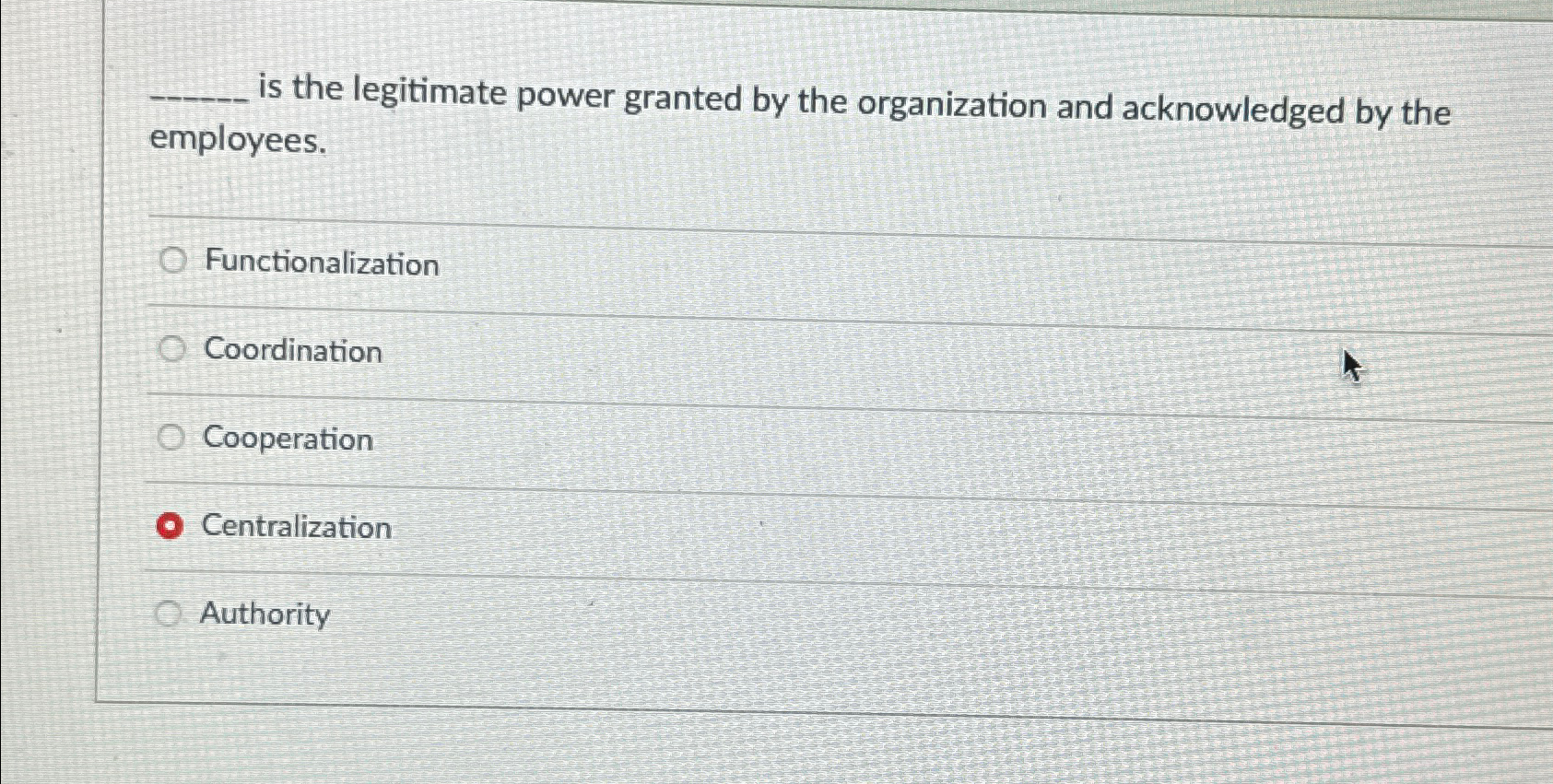 Solved is the legitimate power granted by the organization | Chegg.com
