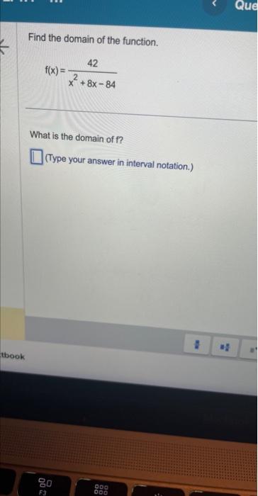 Solved Find the domain of the function. f(x)=x2+8x−8442 What | Chegg.com