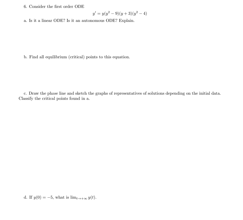Solved 6. Consider the first order ODE \\[ | Chegg.com