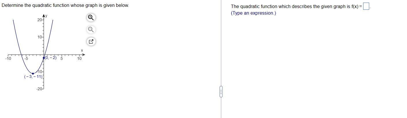 Solved Determine the quadratic function whose graph is given | Chegg.com