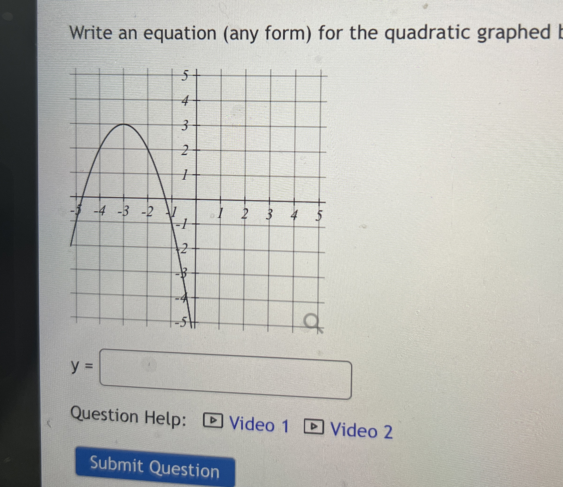 Solved Write an equation (any form) ﻿for the quadratic | Chegg.com