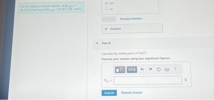 Solved For the meving of sodium chloride, ΔHtithin = 28.16 | Chegg.com