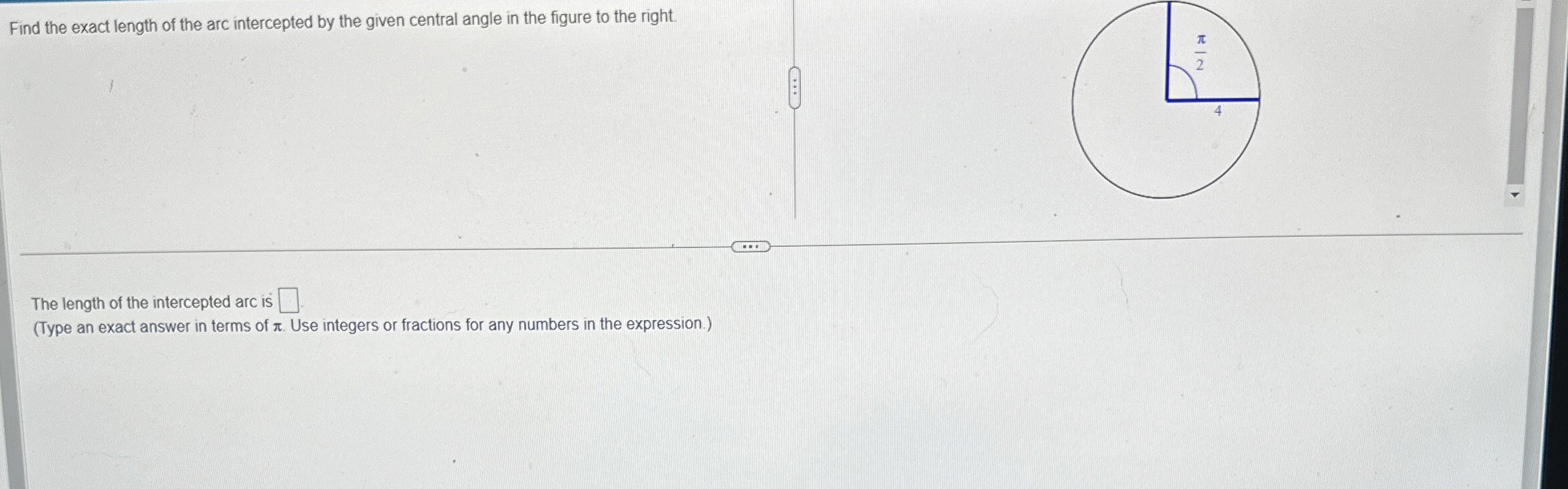Solved Find the exact length of the arc intercepted by the | Chegg.com