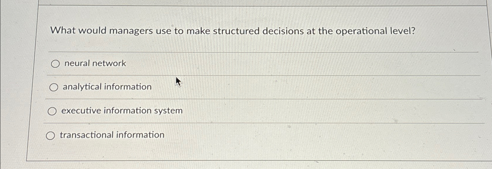 Solved What would managers use to make structured decisions | Chegg.com
