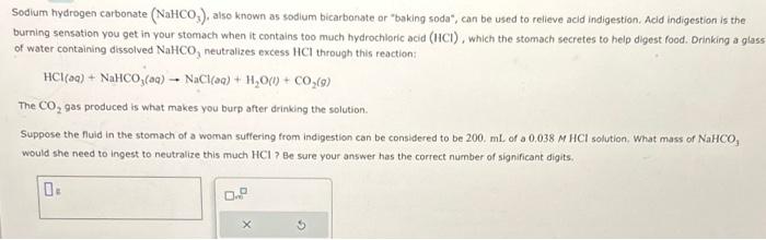 Solved Sodium hydrogen carbonate (NaHCO3), also known as | Chegg.com