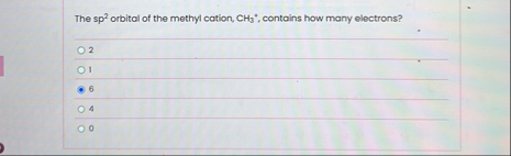 Solved The sp2 ﻿orbital of the methyl cation, CH3**, | Chegg.com