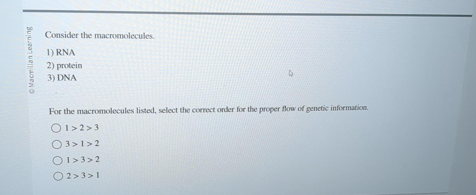 Solved Consider the macromolecules.RNAproteinDNAFor the | Chegg.com
