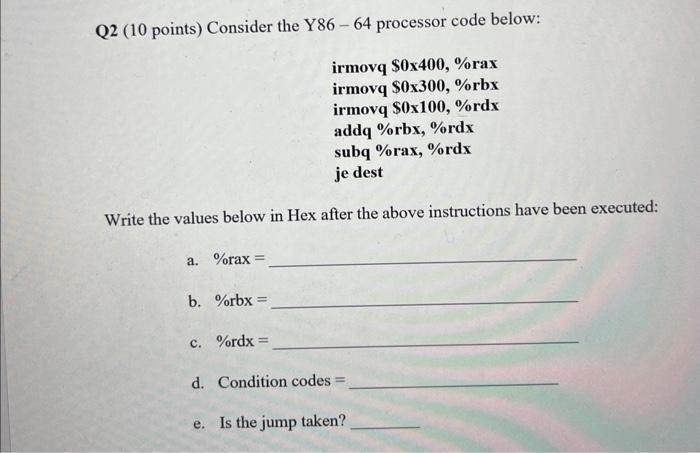 Solved the values below in Hex after the above instructions | Chegg.com