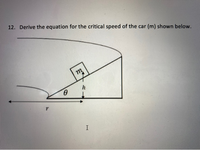 Solved 12. Derive the equation for the critical speed of the | Chegg.com