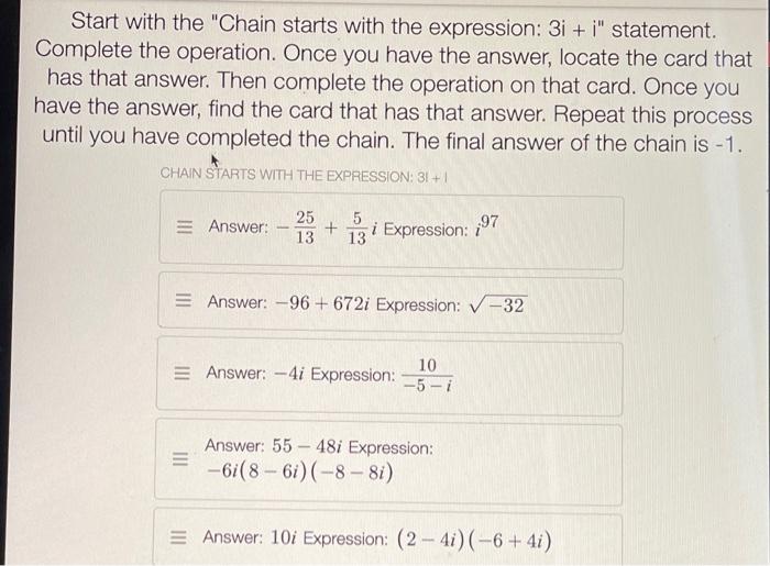 Solved Start with the "Chain starts with the expression: | Chegg.com