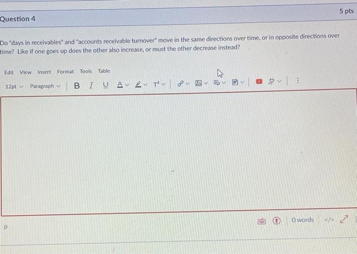 Solved Do "days in receivables" and "accounts receivable | Chegg.com
