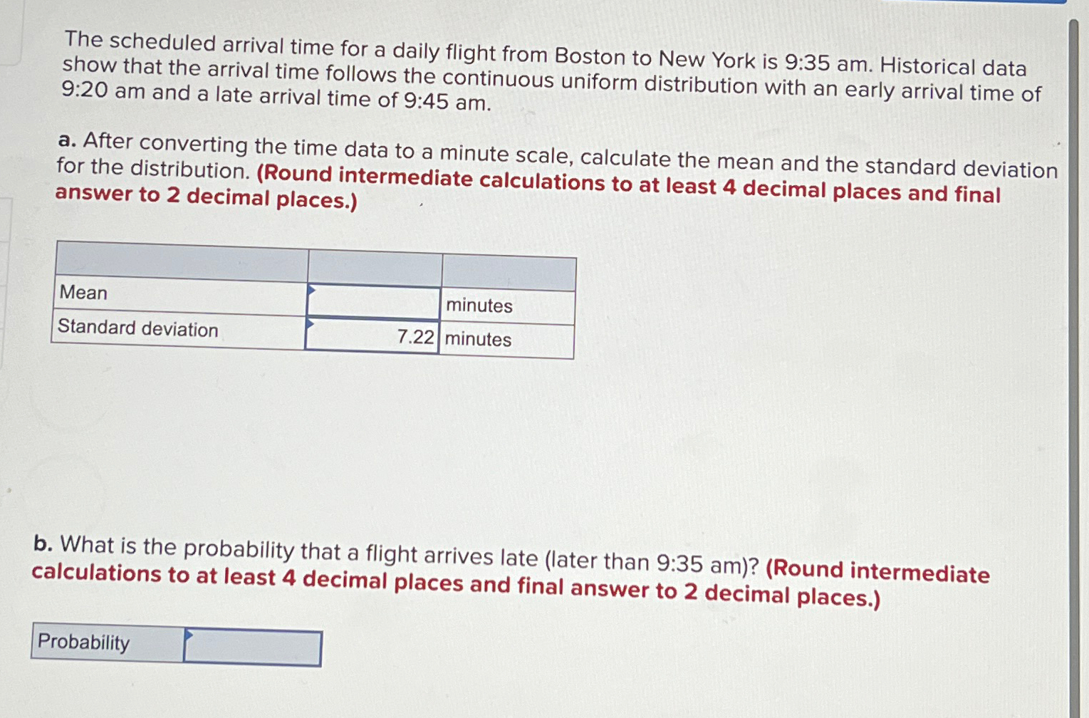 Solved The scheduled arrival time for a daily flight from | Chegg.com