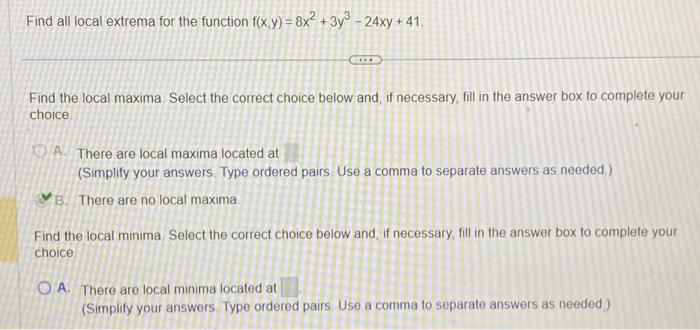 Solved Find all local extrema for the function | Chegg.com