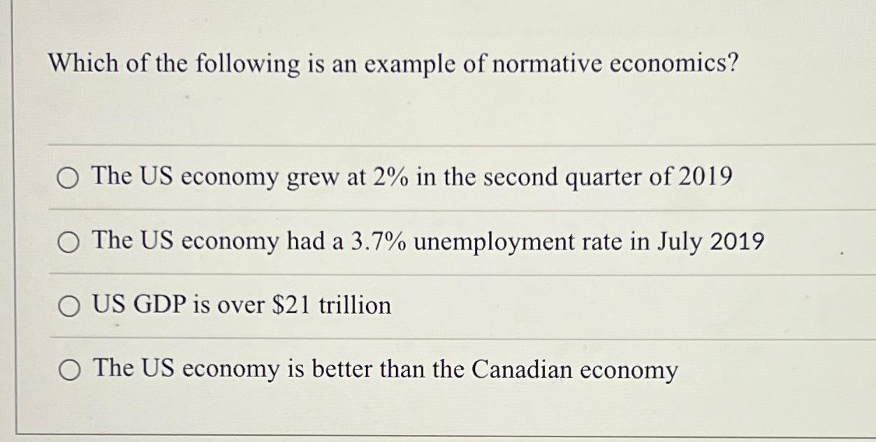 Solved Which of the following is an example of normative | Chegg.com