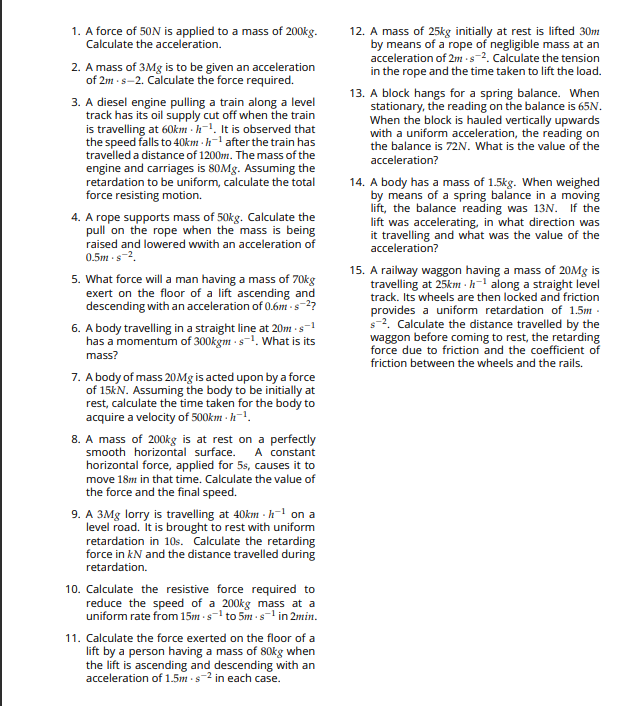 Solved A force of 50N ﻿is applied to a mass of 200kg. | Chegg.com