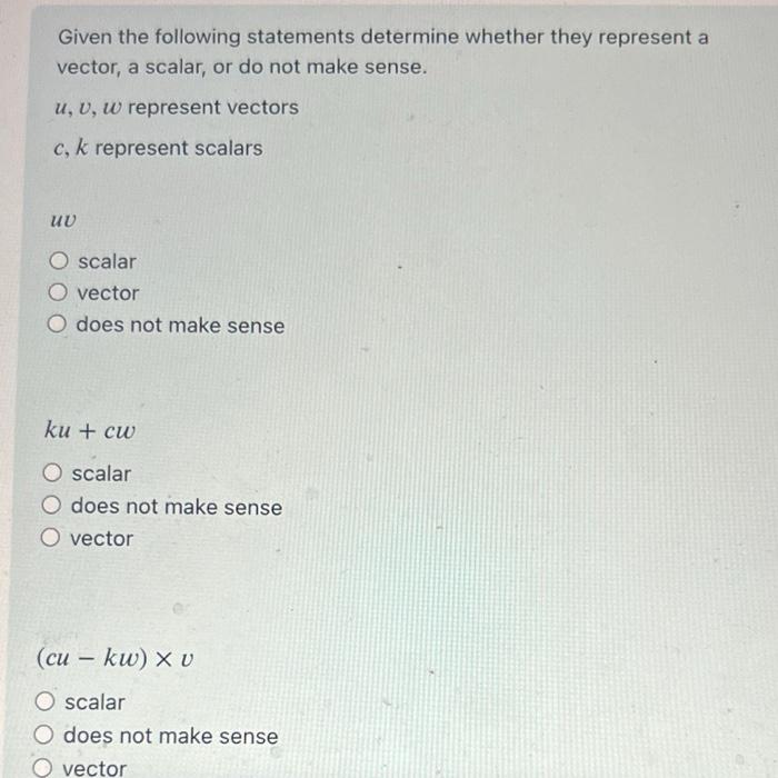 Solved Given the following statements determine whether they | Chegg.com