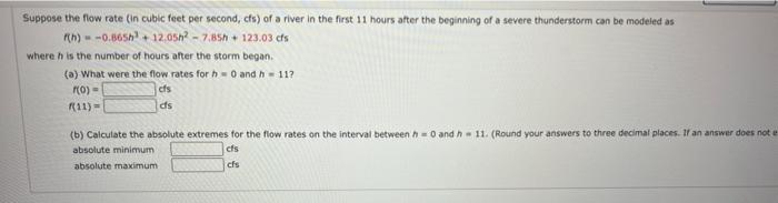 Solved Suppose the flow rate (in cubic feet per second, efs) | Chegg.com