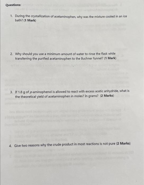 1. During the crystallization of acetaminophen, why | Chegg.com