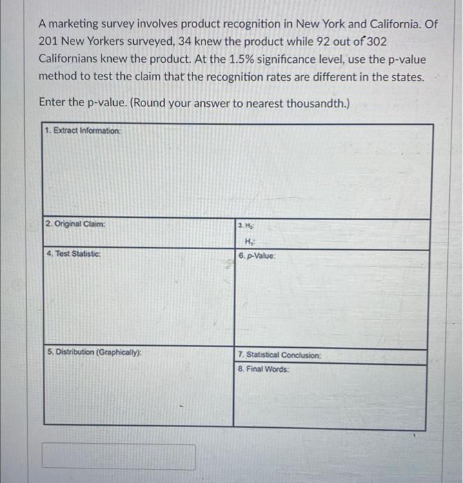Solved A marketing survey involves product recognition in | Chegg.com