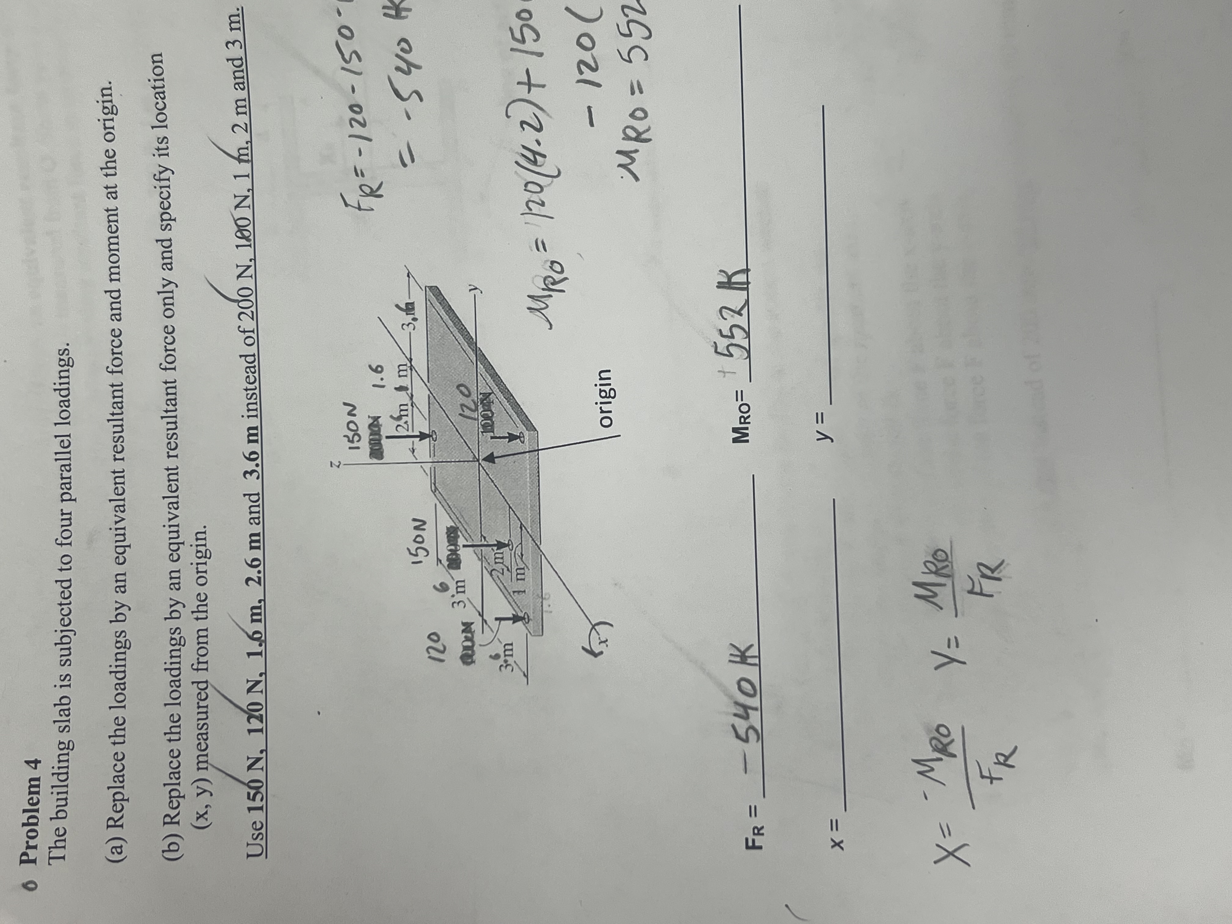 Solved The building slab is subjected to four parallel | Chegg.com