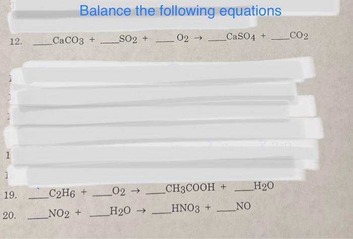 Solved Balance the following equations | Chegg.com