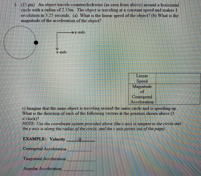 Solved Wa 3 15 Pts An Object Travels Counterclockwise As