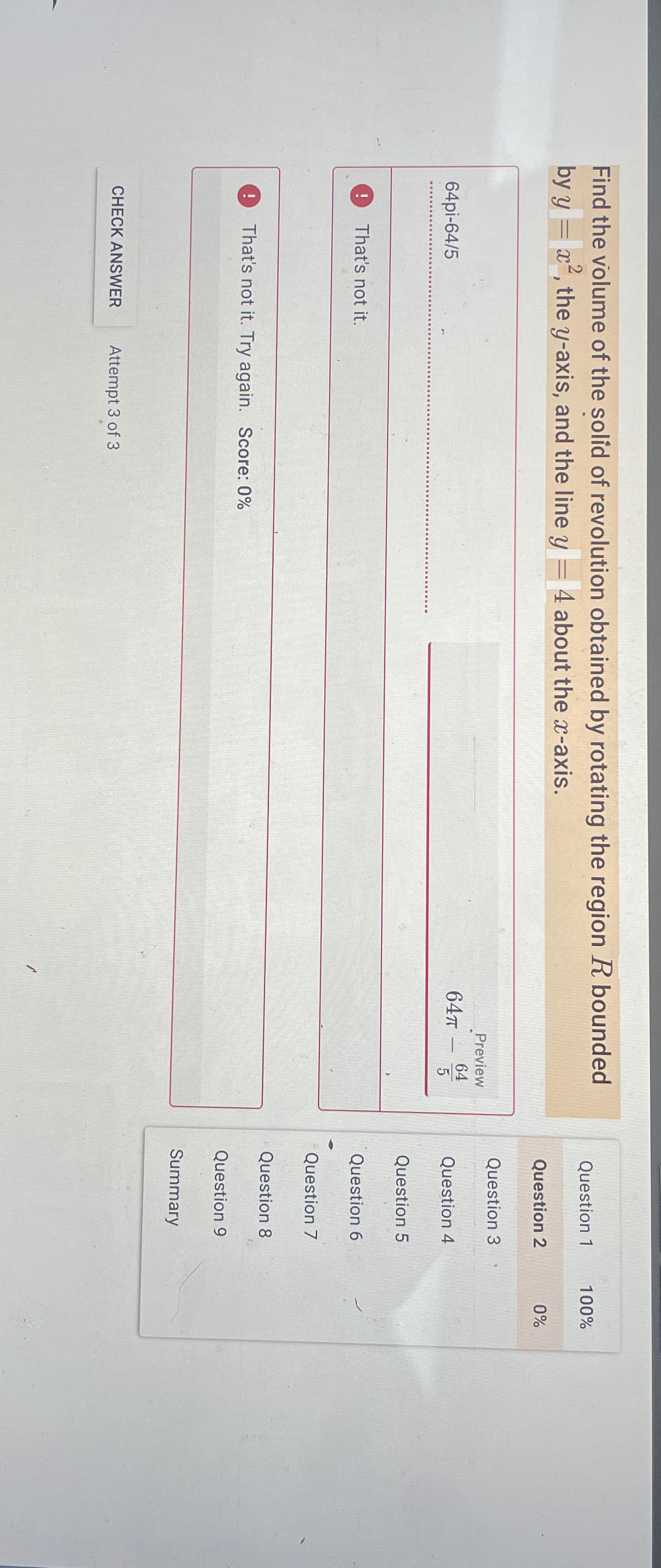 Solved Find the volume of the solid of revolution obtained | Chegg.com