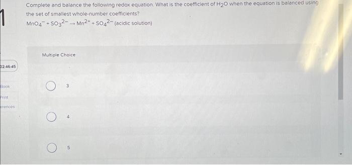 Solved Complete and balance the following redox equation. | Chegg.com